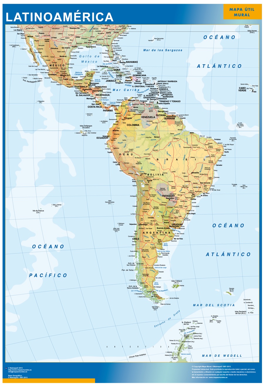 Mapa Latinoamerica gigante. Mapas grandes para Chile y América | Mapas ...