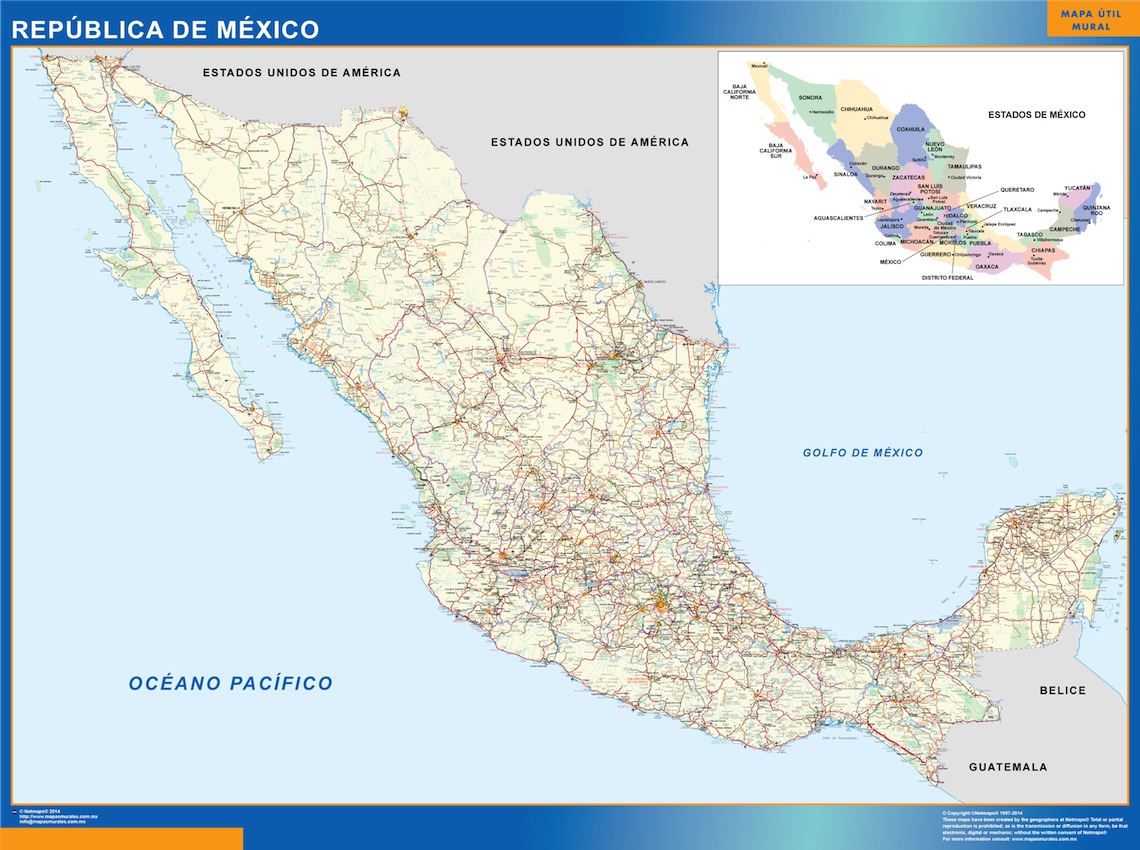 Mapa Mexico gigante. Mapas grandes para Chile y América | Mapas grandes ...